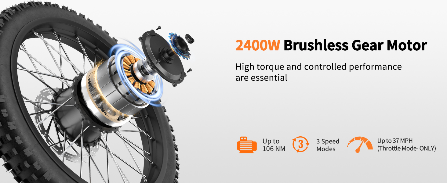 GT73 Electric Dirt Bike for Adults | Max 60KM/H & 130KM Range, 2400W Electric Bike with 1747Wh ...