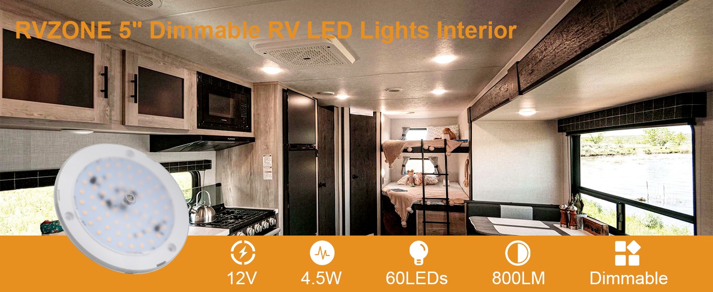 Amazon.com: RVZONE RV Lights Interior, 5 Inch RV LED Ceiling Puck Light Dimmable 12 Volt LED ...