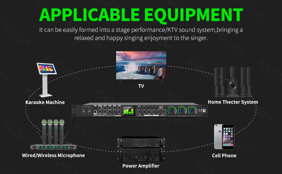 Amazon.com: LX9 Professional KTV Digital Pre-stage Effector Anti-howling Audio Processor Echo ...