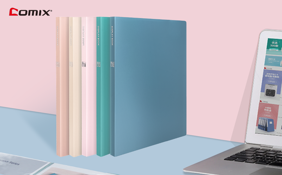 Comix A4 Display Books 20 Pockets Display Folders with Plastic Sleeves, a4 Document Folders with ...