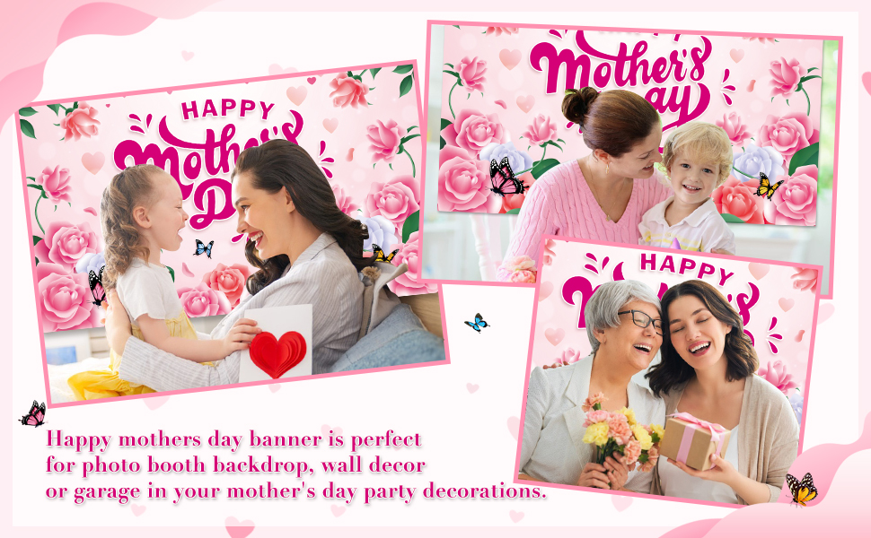 Amazon.com : LARRAZABAL Happy Mother's Day Backdrop, Mother's Day Banner Photo Backdrop ...