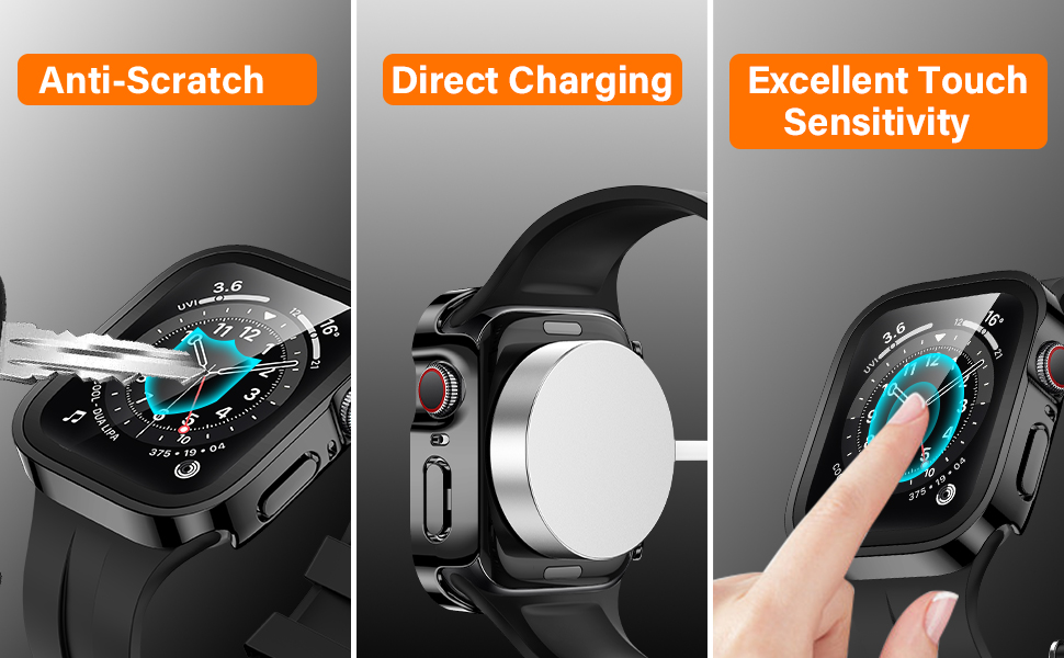3Pcs for Apple Watch Case 44mm 40mm 45mm 49mm 41mm,Hard Case+Tempered ...