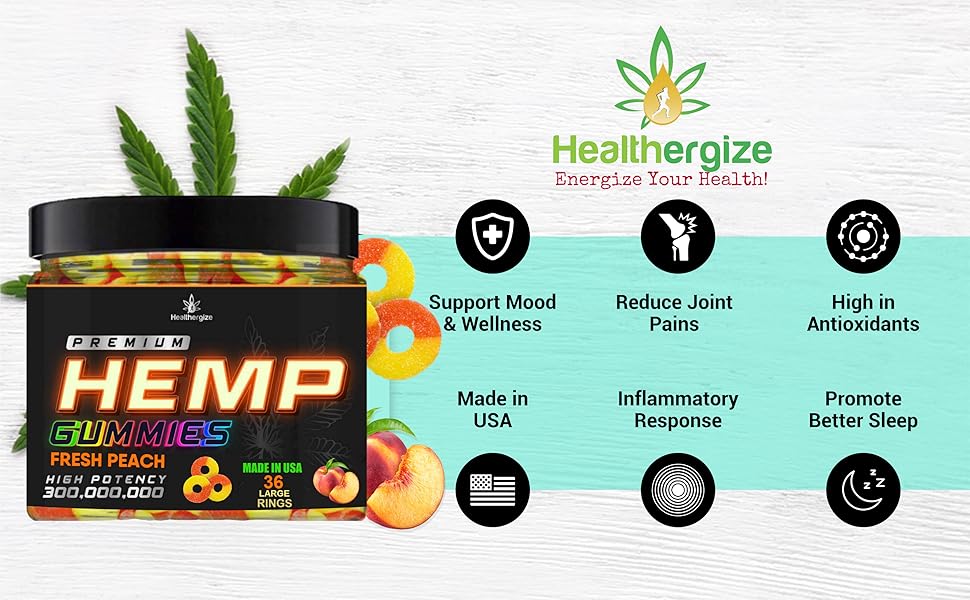 Amazon.com: Hemp Gummies Peach Ring Gummy Bears-Natural Hemp Oil for Peace and Relaxation ...
