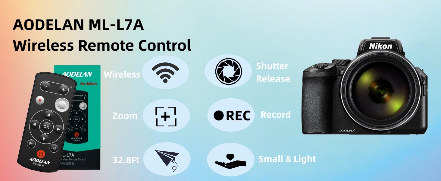 AODELAN Camera Remote Control Shutter Release for Nikon ZFC, Z50, COOLPIX P1000, B600, A1000 ...