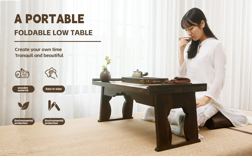 Amazon.com: Timwooly Japanese Floor Table,Small Coffee Table & Tea Table, Altar Table for ...