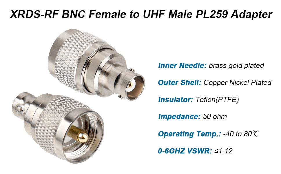 Amazon.com: XRDS -RF BNC Female to UHF Male Connectors 2PCS, BNC to PL259 Connector RF Coaxial ...