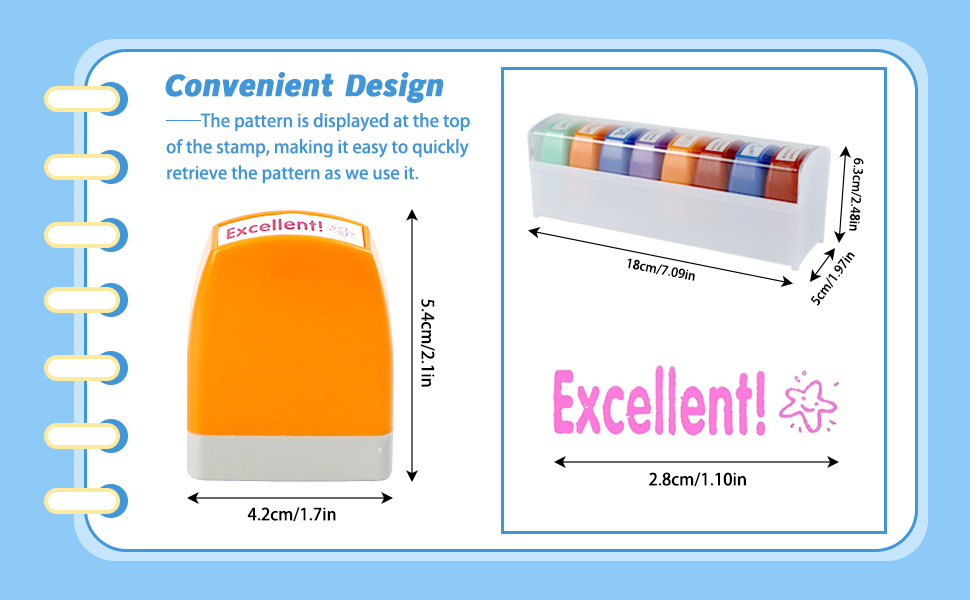 XIACIBDUS 18Pcs Teacher Stamps Set, Self-Inking Teacher Stamps for Classroom, Cute Motivation ...