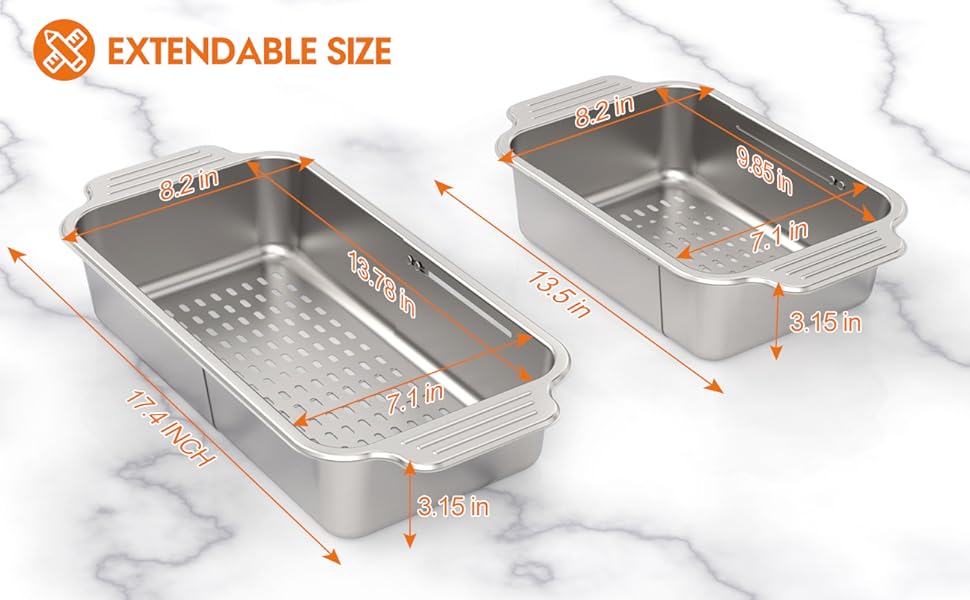 Amazon.com: Over the Sink Colander Strainer Basket - Kitchen Essentials for New Home-Expandable ...