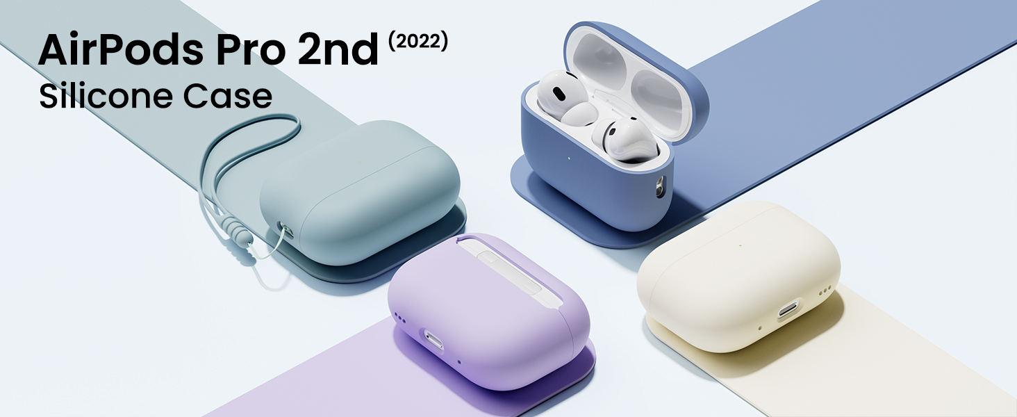 ORNARTO Compatible with AirPods Pro 2 Case (2022), Protective Liquid Silicone Case Cover for ...