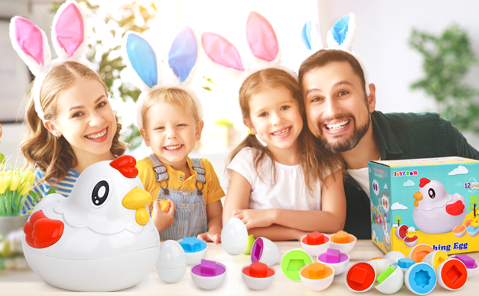 Amazon | JoyGrow モンテッソーリ おもちゃ 形合わせ おもちゃ マッチングエッグ はめ込みおもちゃ 形認識 カラー認識 卵 早期教育玩具 知育おもちゃ 鶏 はめ込み エッグ ...