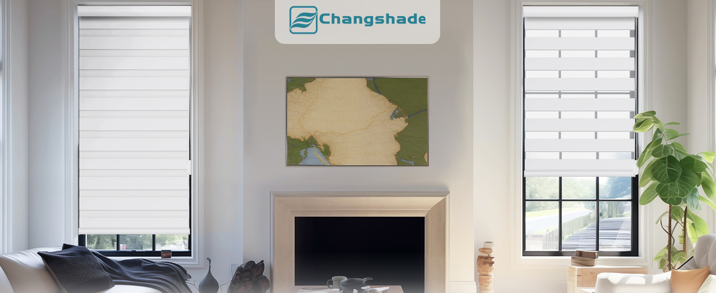 Amazon.com: Changshade Custom Size Zebra Blinds for Indoor Window, Blackout(85%) Dual Layer ...