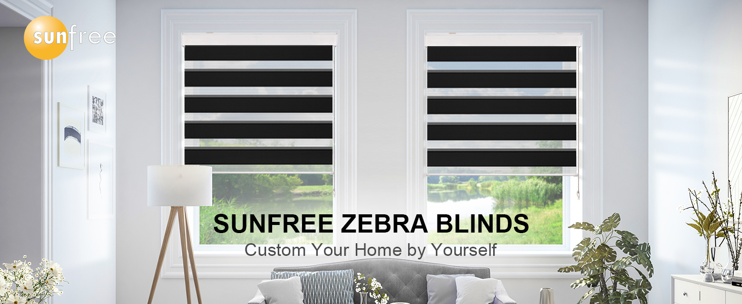 Amazon.com: SUNFREE Zebra Blinds Dual Roller Shades for Windows, Zebra Shade Light Control ...