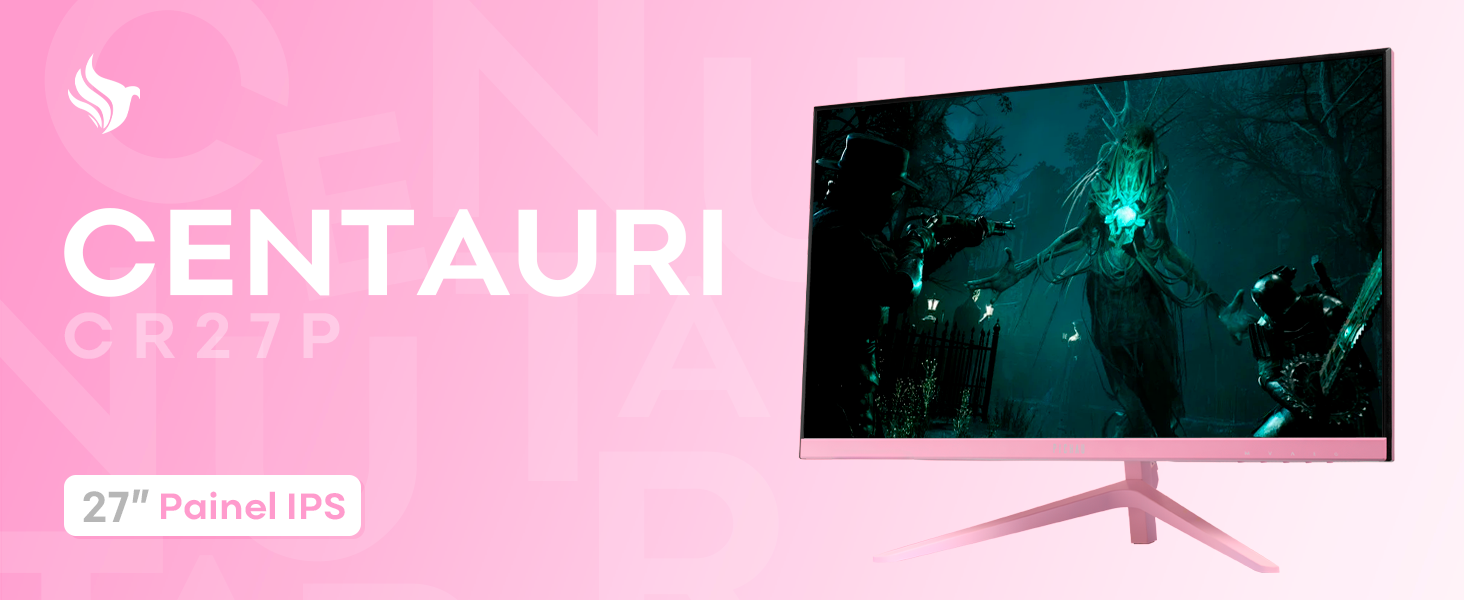 MONITOR GAMER PICHAU CENTAURI CR27P, 27 POL, COR ROSA, IPS, 2K, 1MS, 165HZ, FREESYNC, HDMI/DP ...