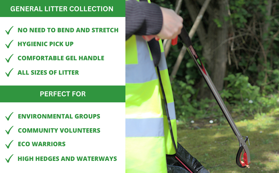 The Helping Hand Company Litter Picker PRO Gel Litter Grabber 33”/85cm, Heavy Duty Litter Picker ...