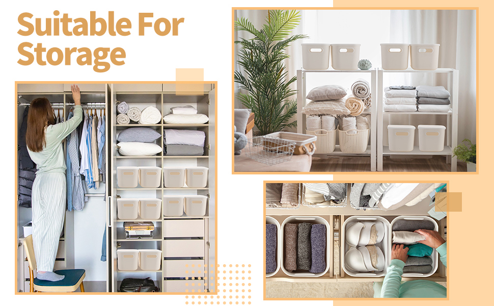 Amazon.com - Tuanse 8 Pieces White Plastic Storage Bins with Lids ...