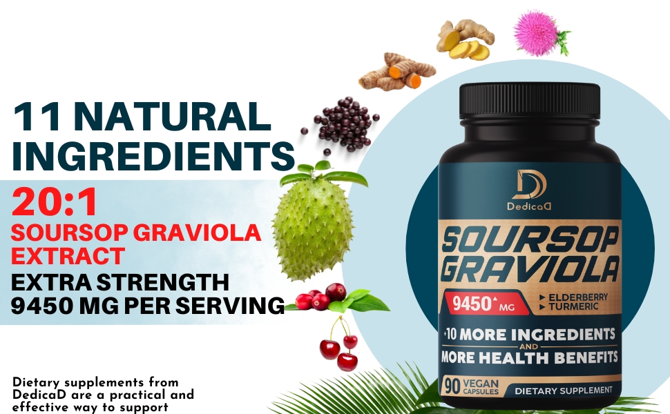 Amazon.com: Soursop Graviola Capsules - 3 Months Supply - 9450mg Per Serving - 11 Herbs ...