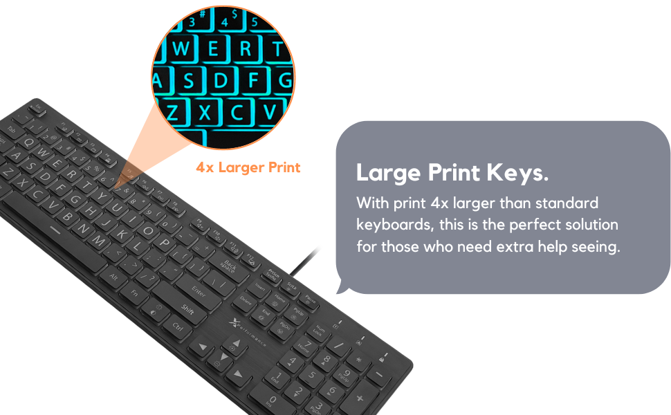 X9 Performance Backlit Large Print Keyboard - Easy to See and Type ...