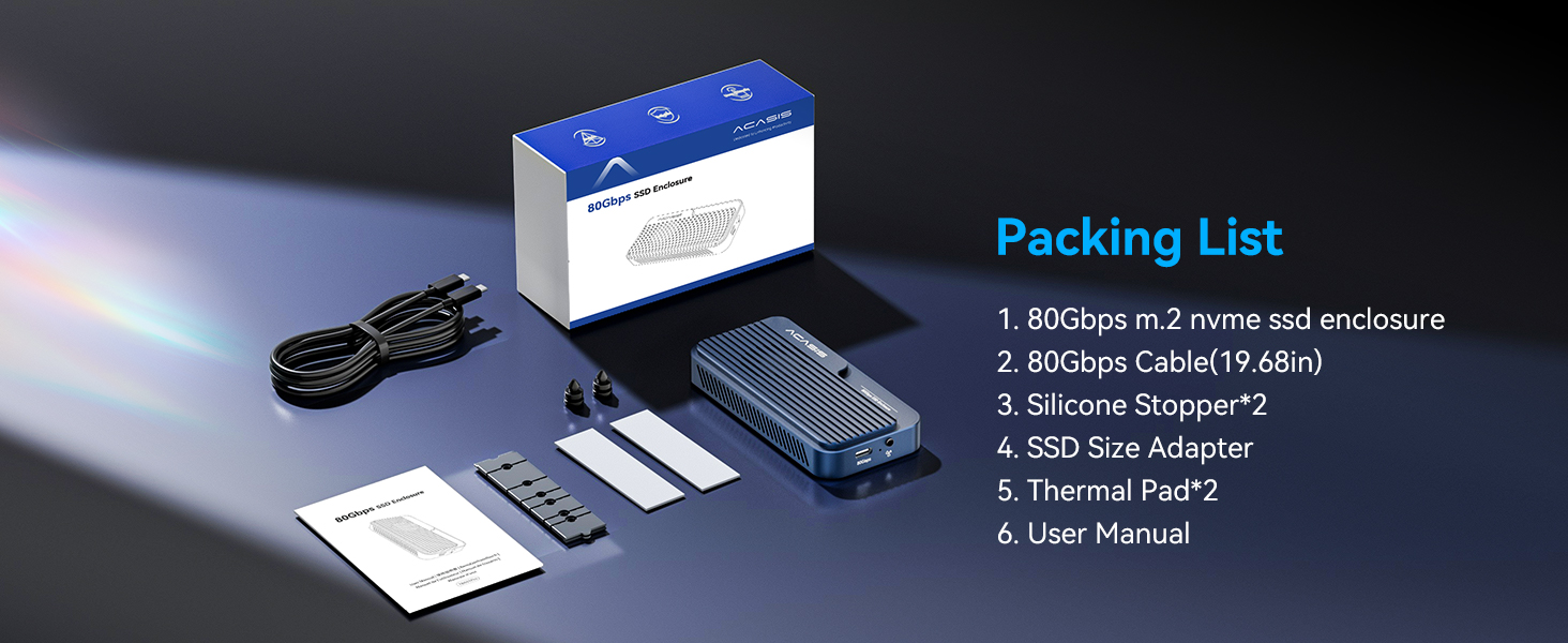 ACASIS 80Gbps M.2 NVMe SSD Enclosure, with Cooling Fan, Compatible with ...