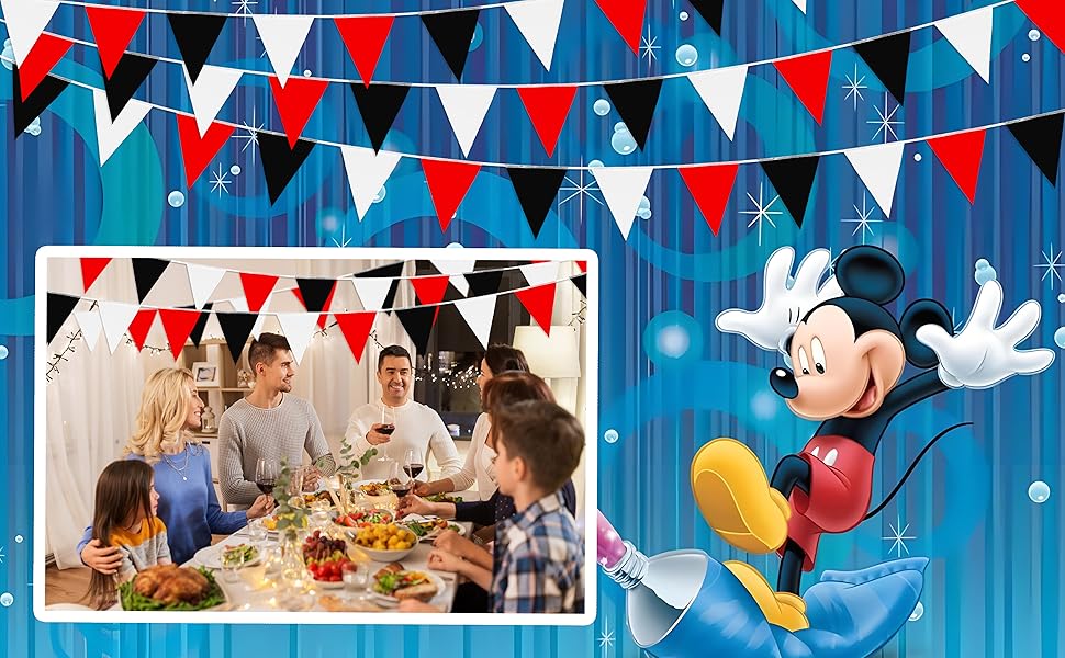 Amazon.com: LZXING 100 Feet Red Black White Pennant Banner Flags Party ...