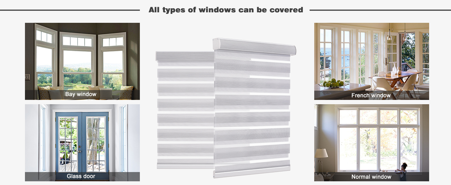 Amazon.com: Changshade Custom Size Cordless Zebra Blinds for Window, Light Filtering Dual Layer ...