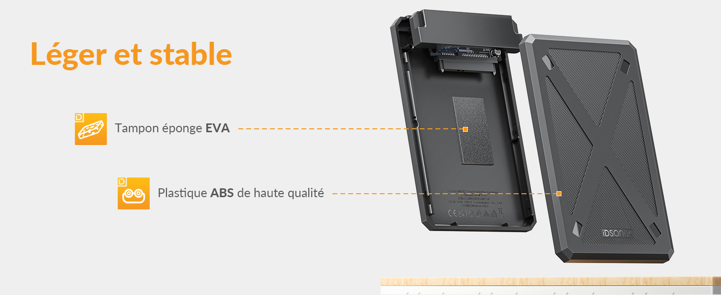 iDsonix Boîtier de Disque Dur 2,5 Pouces 6Gbps USB 3.1 vers SATA III ...