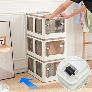 BTGGG 3 Pack Storage Boxes with Lids 40L*3 Plastic Foldable Storage ...