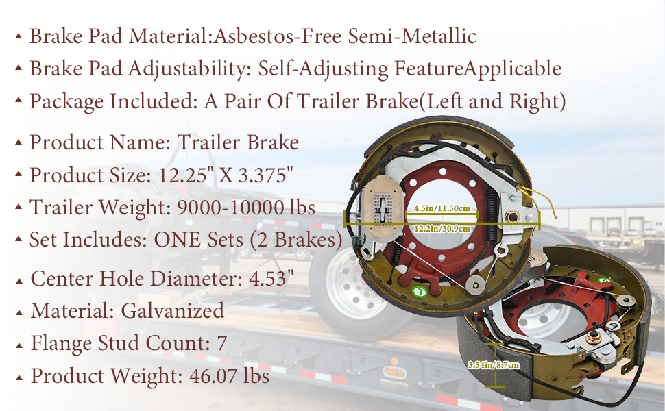 Amazon.com: 12-1/4" x 3-3/8" Electric Trailer Brake Assembly K23-450-00 K23-451-00 Electric ...