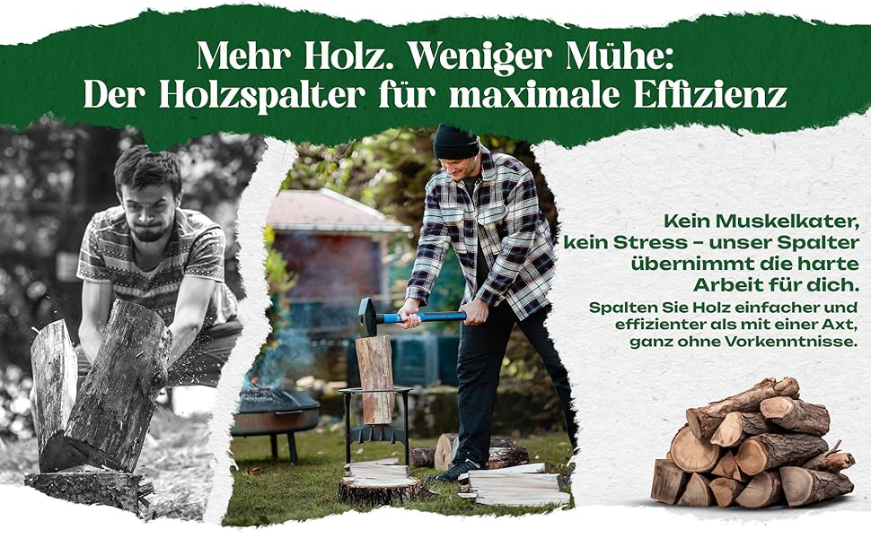 FORSTIX® PowerSplit XL Holzspalter manuell - Sicher [Demontierbar] Stabil - Brennholzspalter ...