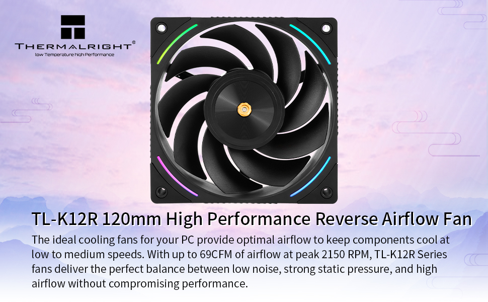Amazon.com: Thermalright Ventilador de CPU TL-K12R de 4.724 in, ventilador de computadora con ...