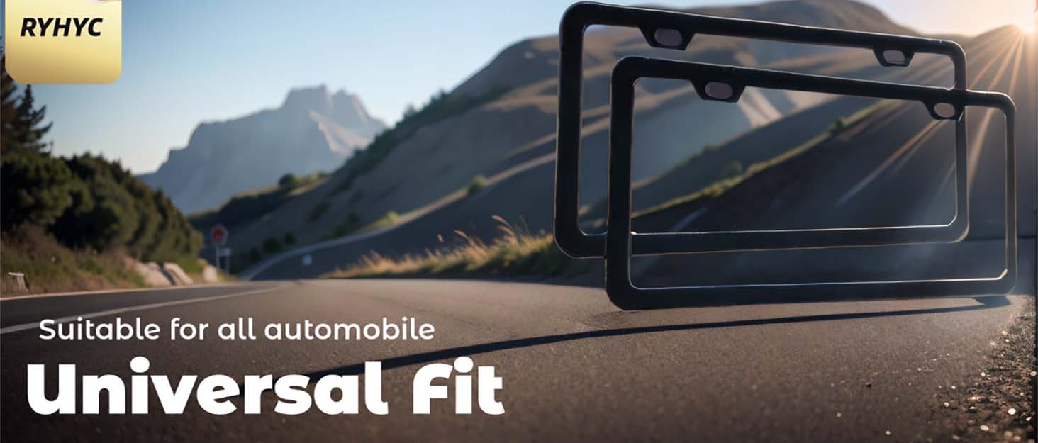 Amazon.com: RYHYC License Plate Frames Cover 2Pcs Matte Black Rustproof Stainless Steel Licence ...