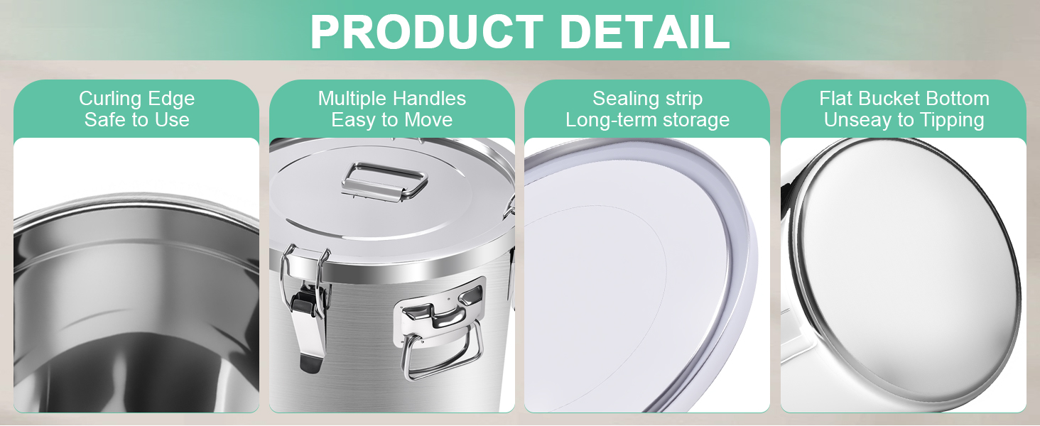 Amazon.com: Tircoiude 304 Stainless Steel Airtight Canister, 21L/5.5 Gal Food Storage Containers ...