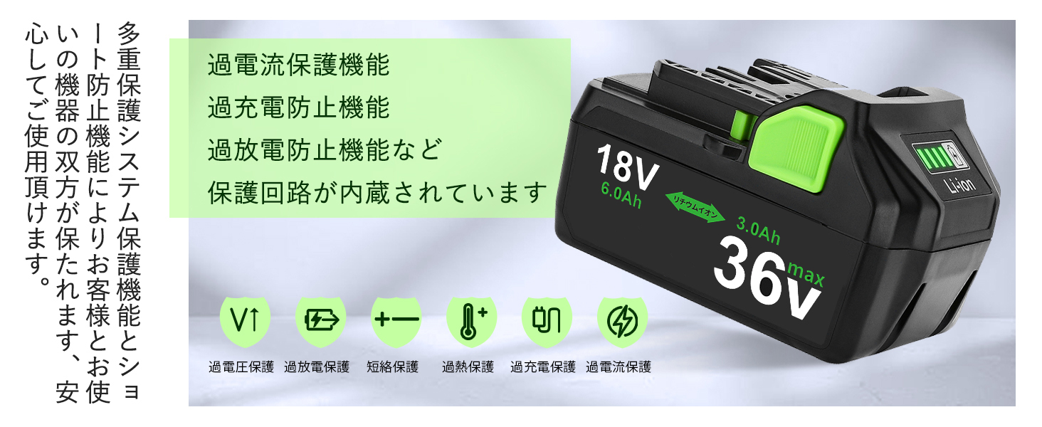 Amazon.co.jp: Boetpcr 互換 ハイコーキ 36v バッテリー BSL36A18 36v/3000mAh 18v/6000mA 電池装着で自動切替 日立工機 hikoki ...
