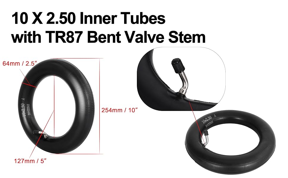 Amazon.com: 2 Pack 10x2.50 Thicker Butyl Inner Tube with TR87 Bent Valve Stem 10 Inch Inner Tube ...