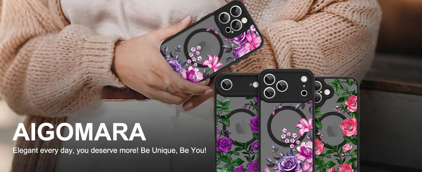 Amazon.com: AIGOMARA Floral Case for iPhone 17 Pro Max [Compatible with MagSafe] Cute Pink Rose ...