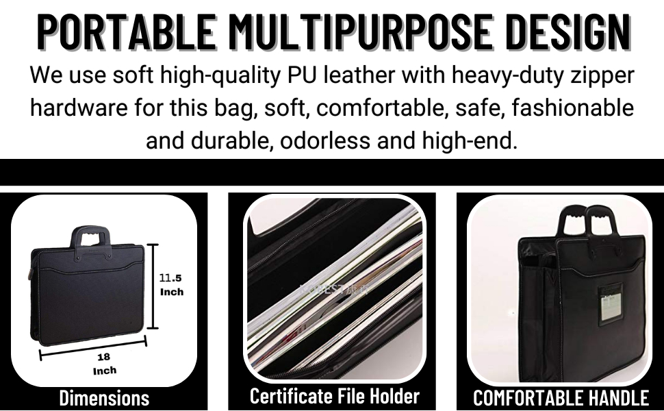 Istara A3 Portfolio Documents File Storage Bag With Zipper Artist Certificate File Holder