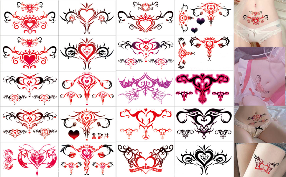 Jp 淫crest Tattoo Stickers Heart Set Of 10 Cosplay Accessories Hobbies