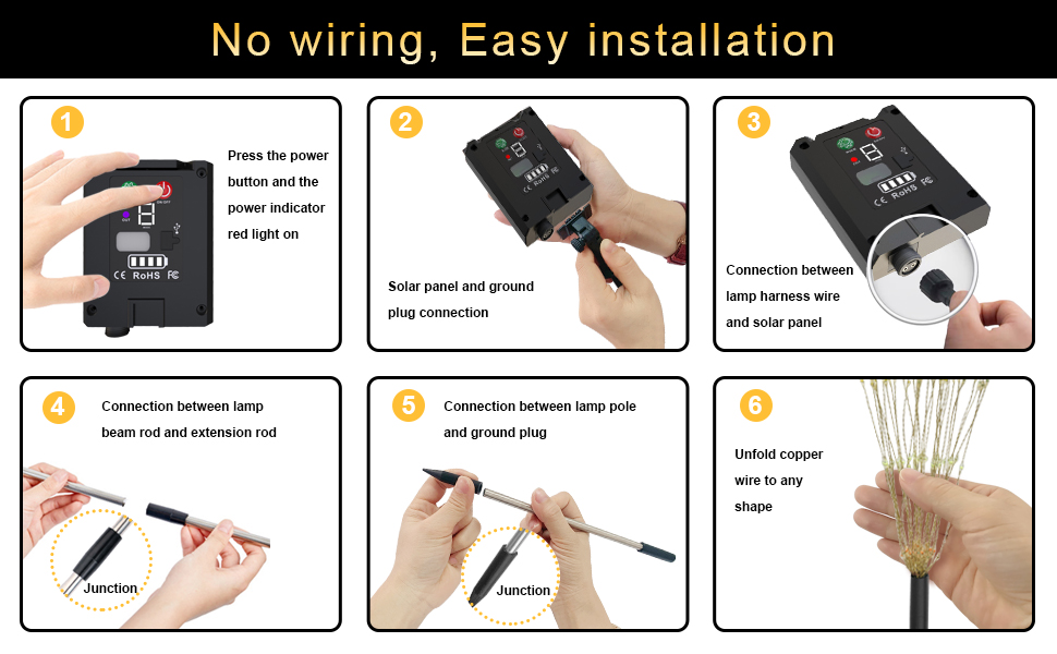 Solar Fireworks Lights 200 LED Outdoor Waterproof,50 Copper Wire 4 Pack USB-C Charge Garden ...