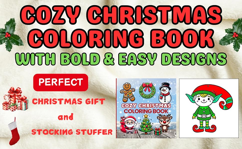Amazon.com: Cozy Christmas Coloring Book: Bold and Easy Designs for ...