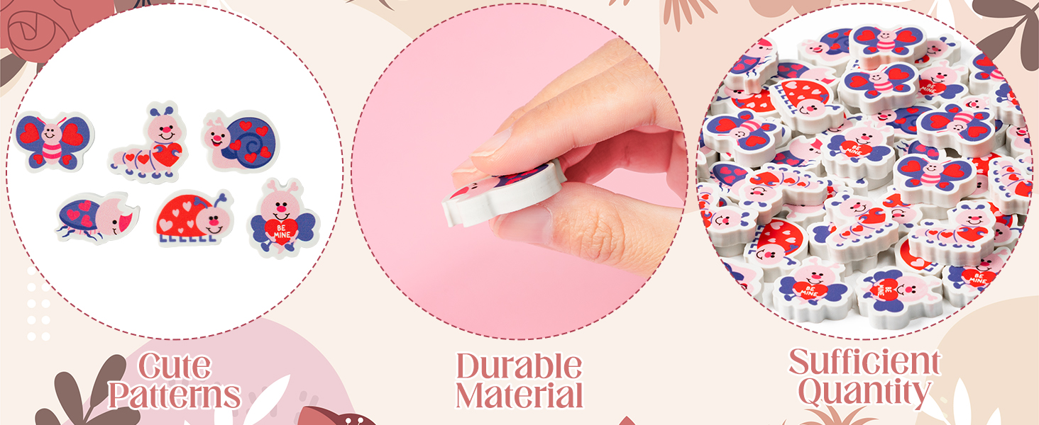 BeYumi 60Pcs Cute Insect Mini Erasers for Kids Novelty Pink Red Purple ...