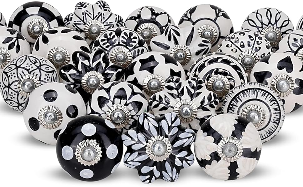 FURNISHFUL FINESSE Gold Knobs for Cabinets Assorted Green Dresser Knobs Vintage Ceramic Door ...