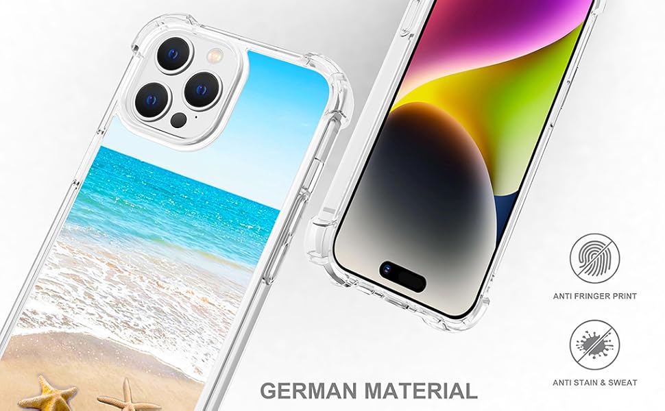 Amazon.com: MUQR Case Compatible with iPhone 15 Pro Cute Aesthetic Kawaii Designer Beach Pattern ...