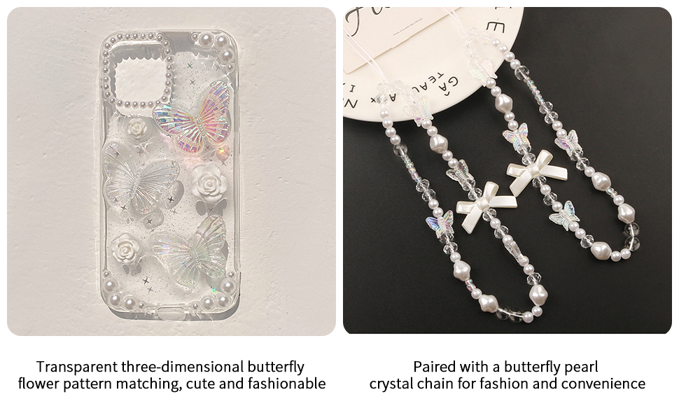 Amazon.com: Fycyko Compatible for iPhone 15 3D Butterfly Floral Clear with Design Aesthetic ...