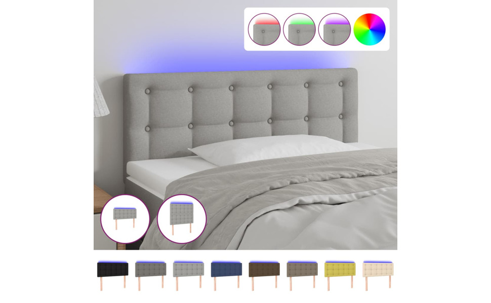 vidaXL LED hovedgærde polstret hovedgærde seng hovedgærde sengegavl til seng sengeramme ...