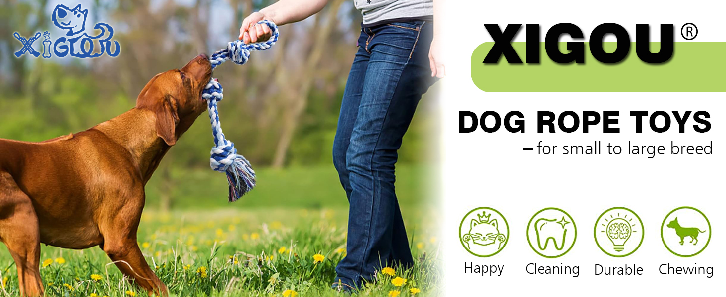 Pet Supplies : XIGOU Dog Rope Toy, 2 Pcs Indestructible Dogs Toys, Dog Chew Toys for Aggressive ...