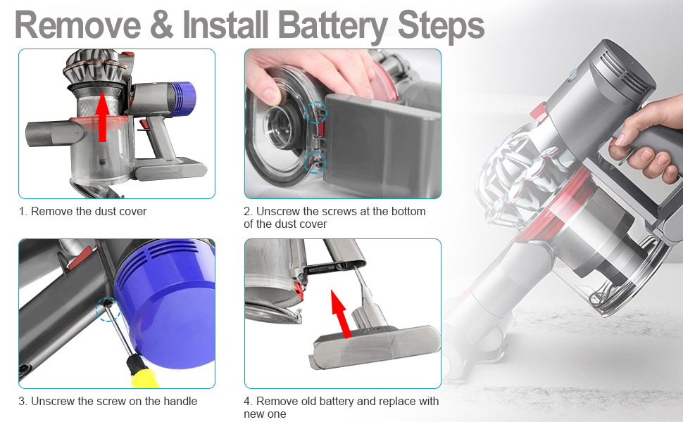 21,6 V 4600 mAh vervangende accu voor Dyson V8 SV10 accu Li-ion batterij voor Dyson V8 Absolute ...