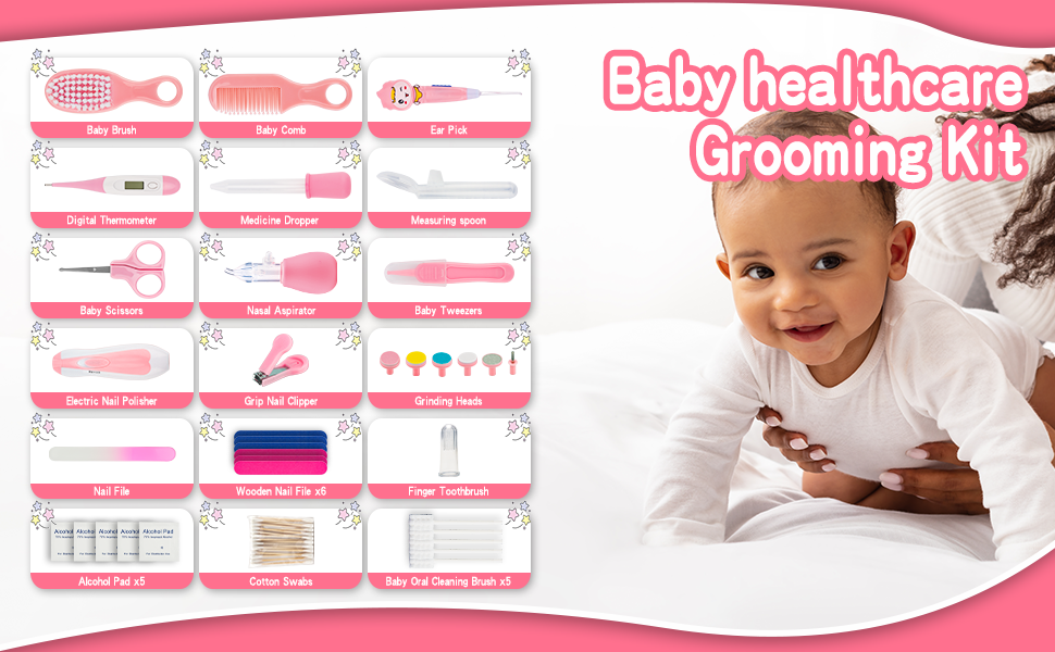 Amazon.com: Baby Grooming and Healthcare Kit, Portable Baby Safety Care Set with Hair Brush Comb ...