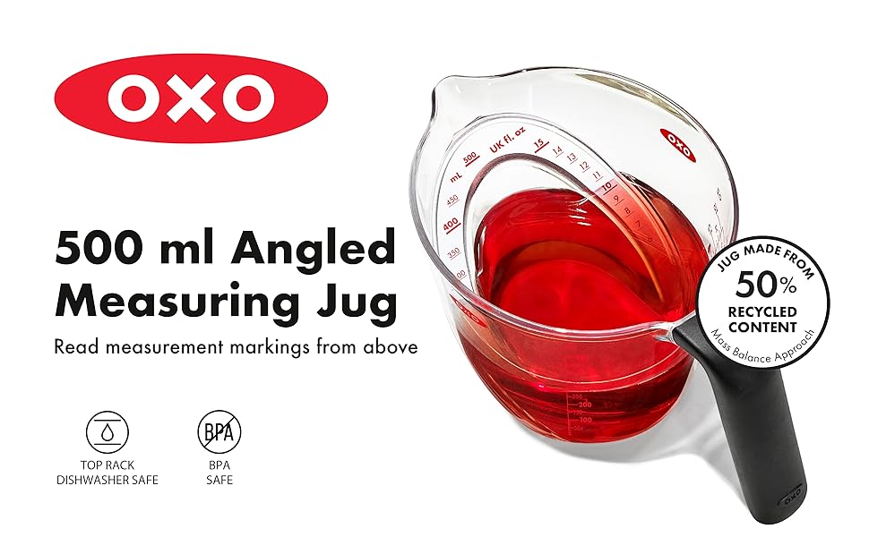 OXO 1050587V4UK Good Grips Angled Measuring Jug-500 ml, 500 ml : Amazon.co.uk: Home & Kitchen