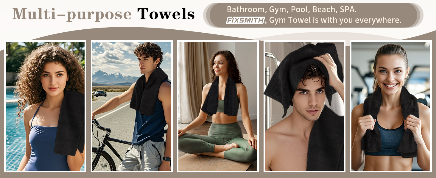FIXSMITH Salon Towels 24 Pack, Black Hand Towels for Bathroom, Quick Dry Gym Towels, Spa Face ...