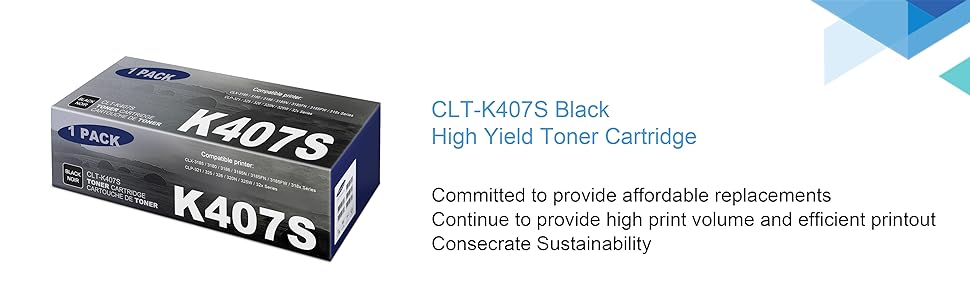 Amazon.com: CLT-K407S Black Toner Cartridge 1-Pack Replacement for Samsung CLT-K407S for CLX ...