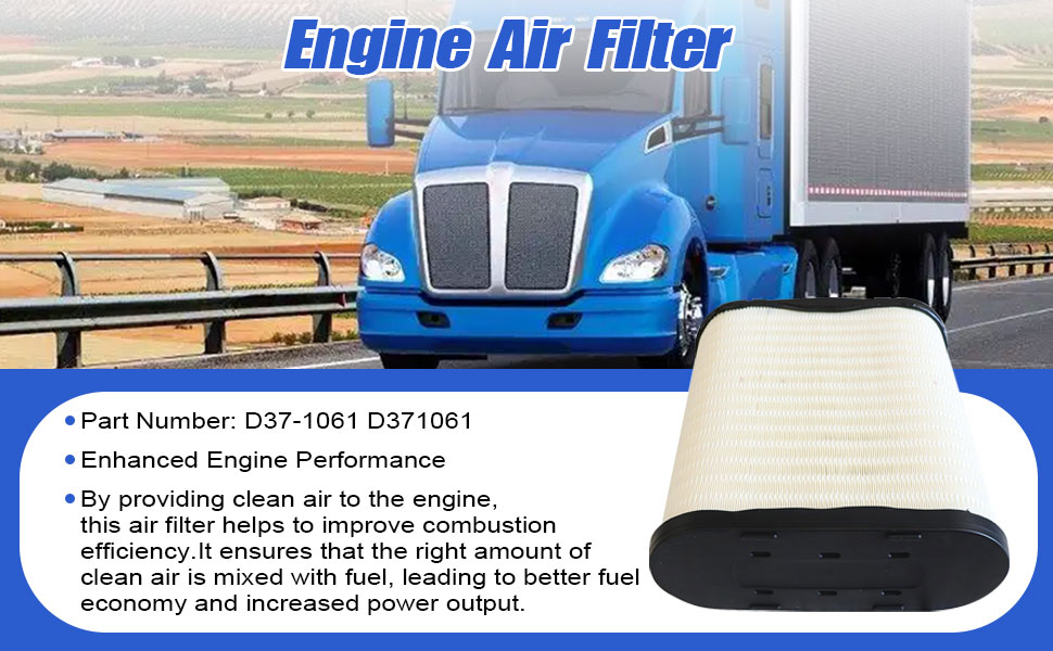 XQSMWF D37-1061 Filtro de aire de motor compatible con Kenworth T680 2023, apto para Peterbilt ...